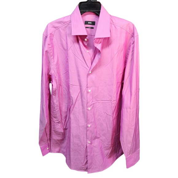 Hugo Boss | Shirts | Boss Hugo Boss Pink Cotton Button Down Shirt 44 ...